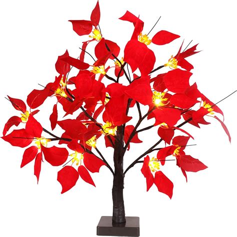 Amazon Fall Tree Lighted Artificial Poinsettia Tree Xmas Tree LED