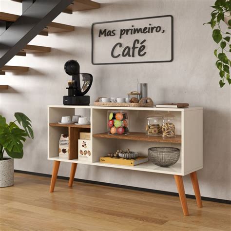 Cantinho do Café Aparador de Sala Modelo Retrô Pés em Madeira