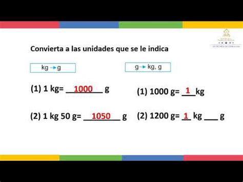 Conversión de Kilogramos a gramos y viceversa Tercer Grado