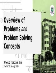 Week 2 Overview Of Problems And Problem Solving 2023 CSC121 Pptx