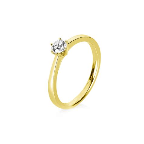 Solitär Ring aus 750 Gelbgold mit Brillant 0 05 Ct