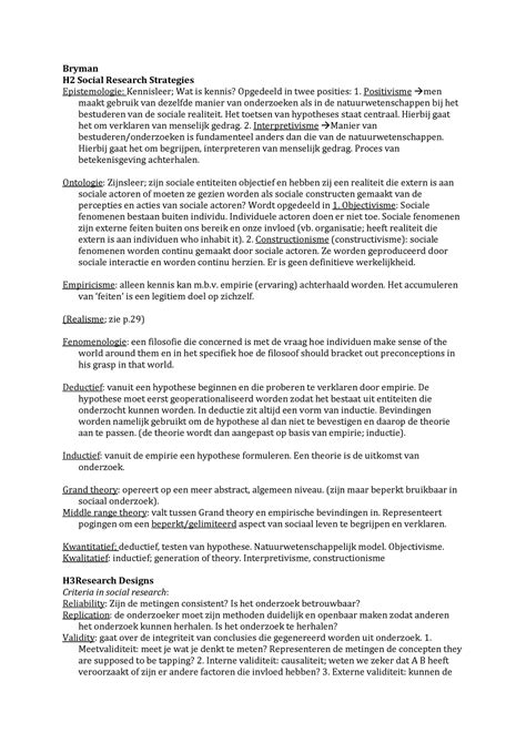 Samenvatting Methodologie Van Sociaal Wetenschappelijk Onderzoek