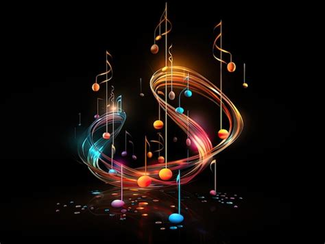 Fondo abstracto con diseño de notas musicales brillantes Foto Premium