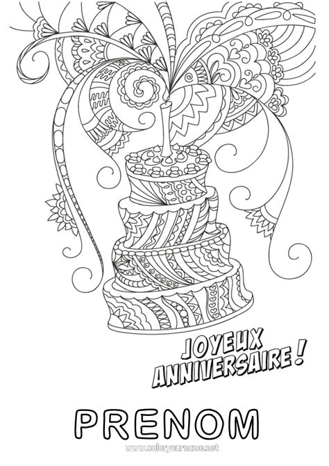 Coloriage n190 Gâteau Anniversaire Mandala