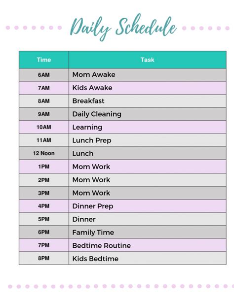 Daily Routine For A Work At Home Mom Daily Routine Schedule