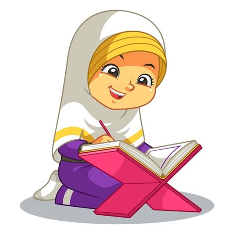 Premium Vector Moslem Girl Reading Quran