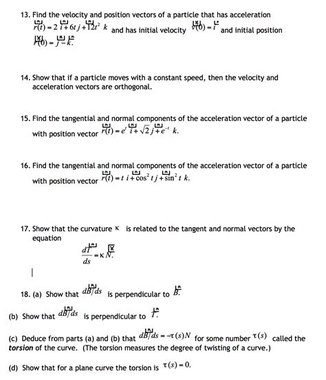 solved find the velocity and position vectors of a particle