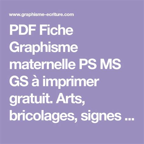 PDF Fiche Graphisme maternelle PS MS GS à imprimer gratuit Arts