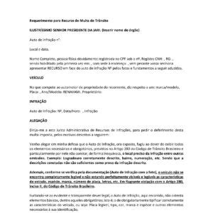 Modelo de Recurso Contra multa de trânsito 11 Velocidade acima do