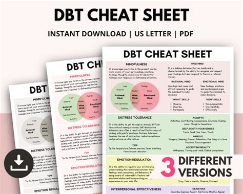 Printable Dbt Skills Cheat Sheet Printable Word Searches Off