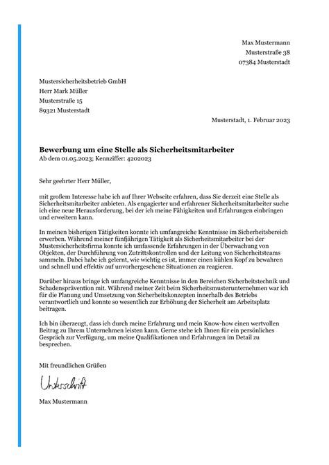 Bewerbung Als Sicherheitsmitarbeiter Muster Und Tipps Mit Video