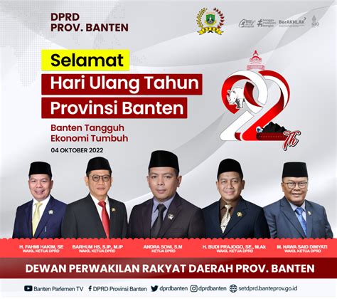 DPRD Banten Mengucapkan Selamat Hari Ulang Tahun Provinsi Banten Ke 22