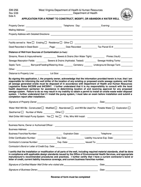 Fillable Online Wvdhhr SW 256 Application For A Permit To Construct
