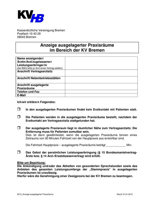 Ausgelagerte Praxisräume KVHB