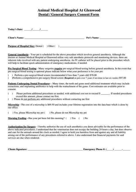 Free Printable Dental Consent Forms