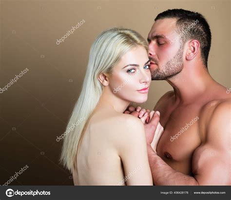 Undressed Couple In Love Hugging Passionately Sexy Seduction Naked