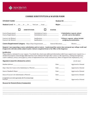Fillable Online Stmartin Course Substitution Waiver Form Fax Email