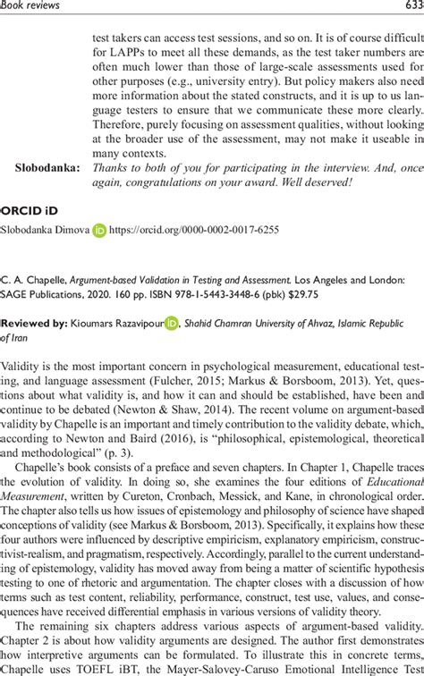book review argument based validation in testing and assessment kioumars razavipour 2021