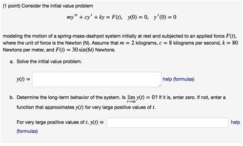 Solved Consider The Initial Value Problem My Cy Ky Chegg
