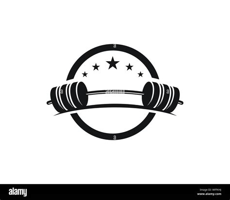 Barbel Dumbbell Gym Icon Logo Template Gym Badge Fitness Logo Design