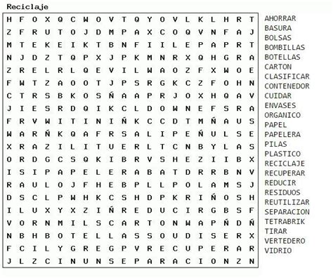 Sopa De Letras De Reciclae Sopa De Letras Ciclo Del Agua Letras 7497