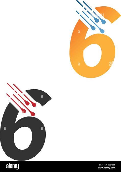Number 6 Simple Tech Logo With Circuit Lines Style Icon Template Stock