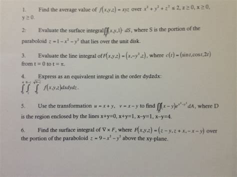 solved find the average value of f x y z xyz over x2