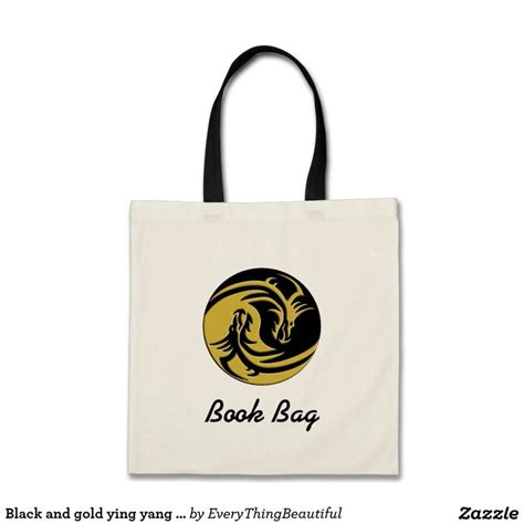 Black And Gold Ying Yang Book Bag Black And Gold Ying Yang Book Bag