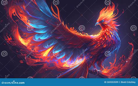 Flaming Fiery Phoenix Bird From The Ashes Stock Image Image Of Myth