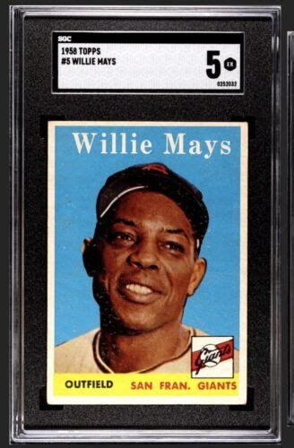 1958 Topps Willie Mays 5 SGC 5 HOF Centered Nicely Sharp Corners