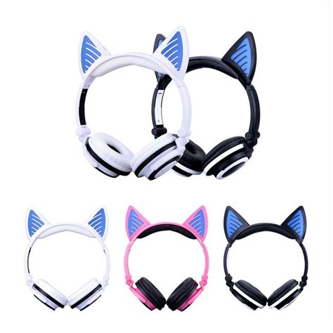 Neko Mini Bluetooth Cat Ear Led Headphones Fancy Glowing Cosplay Kitty Earphone Foldable Cat