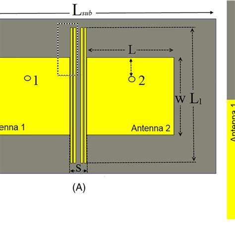 a four‐element mimo antenna with decoupling structure and b simulated download scientific