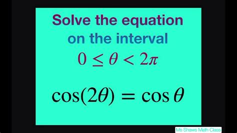 solve the trig equation cos 2x cos x on the interval [0 2pi youtube