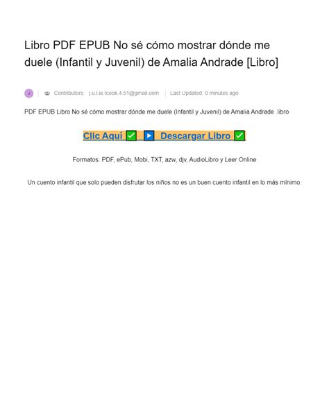 Libro PDF EPUB No sé cómo mostrar dónde me duele Infantil y Juvenil