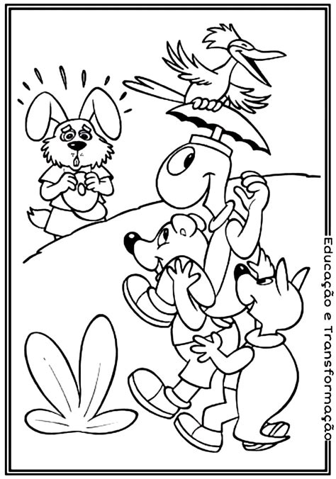 Desenho Para Colorir a lebre e a tartaruga Imagens Grátis Para
