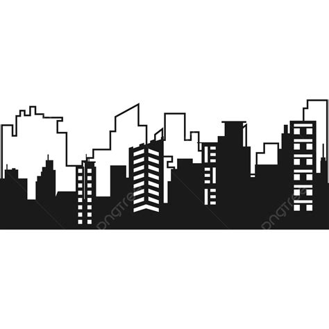 Ciudad PNG dibujos Silueta Con Diseño De Edificio De Arte Lineal