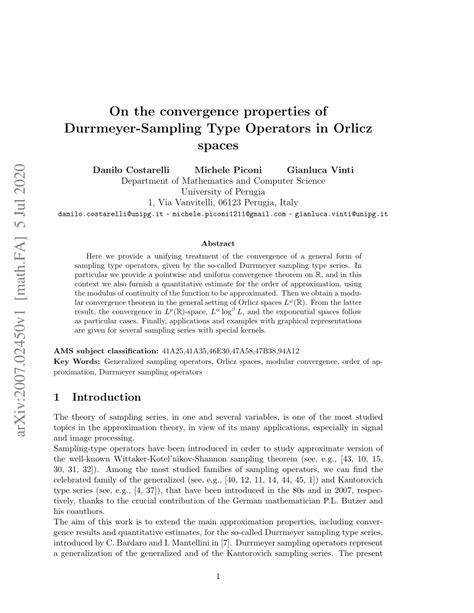 pdf on the convergence properties of durrmeyer sampling type operators in orlicz spaces