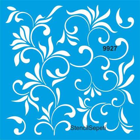 K Vr Ml Yapraklar Stencil Ablonu Duvar Deseni Stencilsepeti