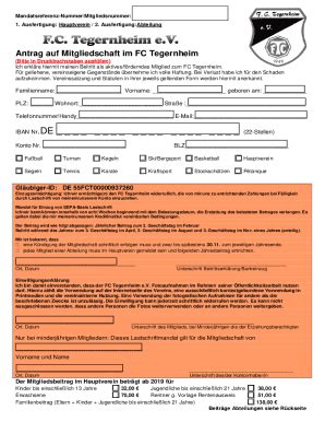 Ausf Llbar Online Antrag Auf Mitgliedschaft Im Fc Tegernheim Fax Email