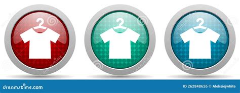 Fashion Shirt Vector Icon Set Glossy Web Buttons Collection Stock