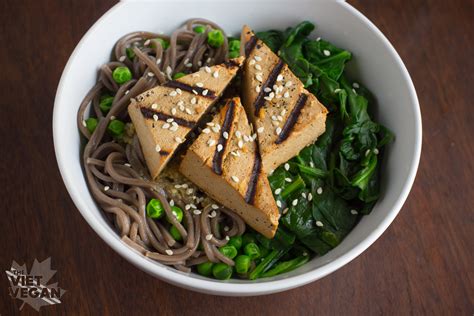 From The Viet Vegan Grilled Tofu Soba Noodle Bowl With Greens