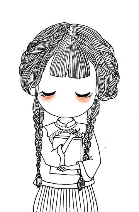 闭眼小女孩简笔画 简笔画图片大全 蒲城教育文学网