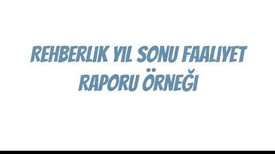 Rehberlik Yıl Sonu Faaliyet Raporu Örneği arşivleri ornegi NET