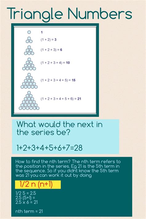 triangle numbers and how to find the nth term maths math resources maths school stuff term