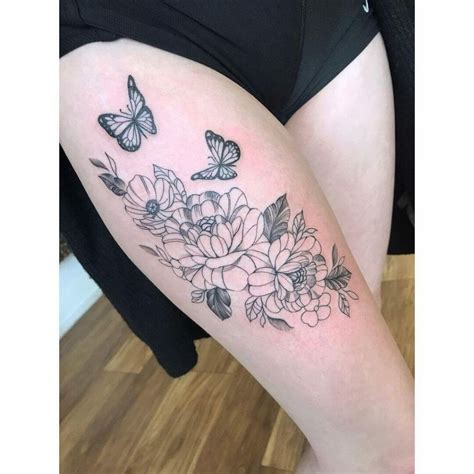 Share 72 Butterfly And Flower Thigh Tattoos Super Hot In Cdgdbentre