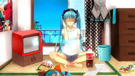 Papel de parede ilustração cabelo longo olhos fechados Anime