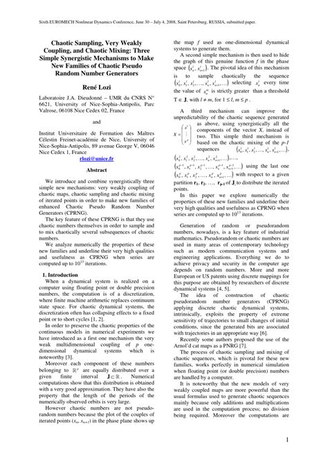 pdf chaotic sampling very weakly coupling and chaotic mixing three simple synergistic
