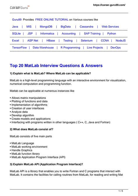 Solution Top Matlab Interview Questions Studypool