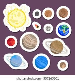 Solar System Planet Stickers On Dark Stock Vector Royalty Free