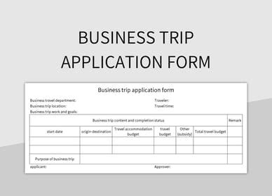 Business Trip Application Form Excel Template And Google Sheets File